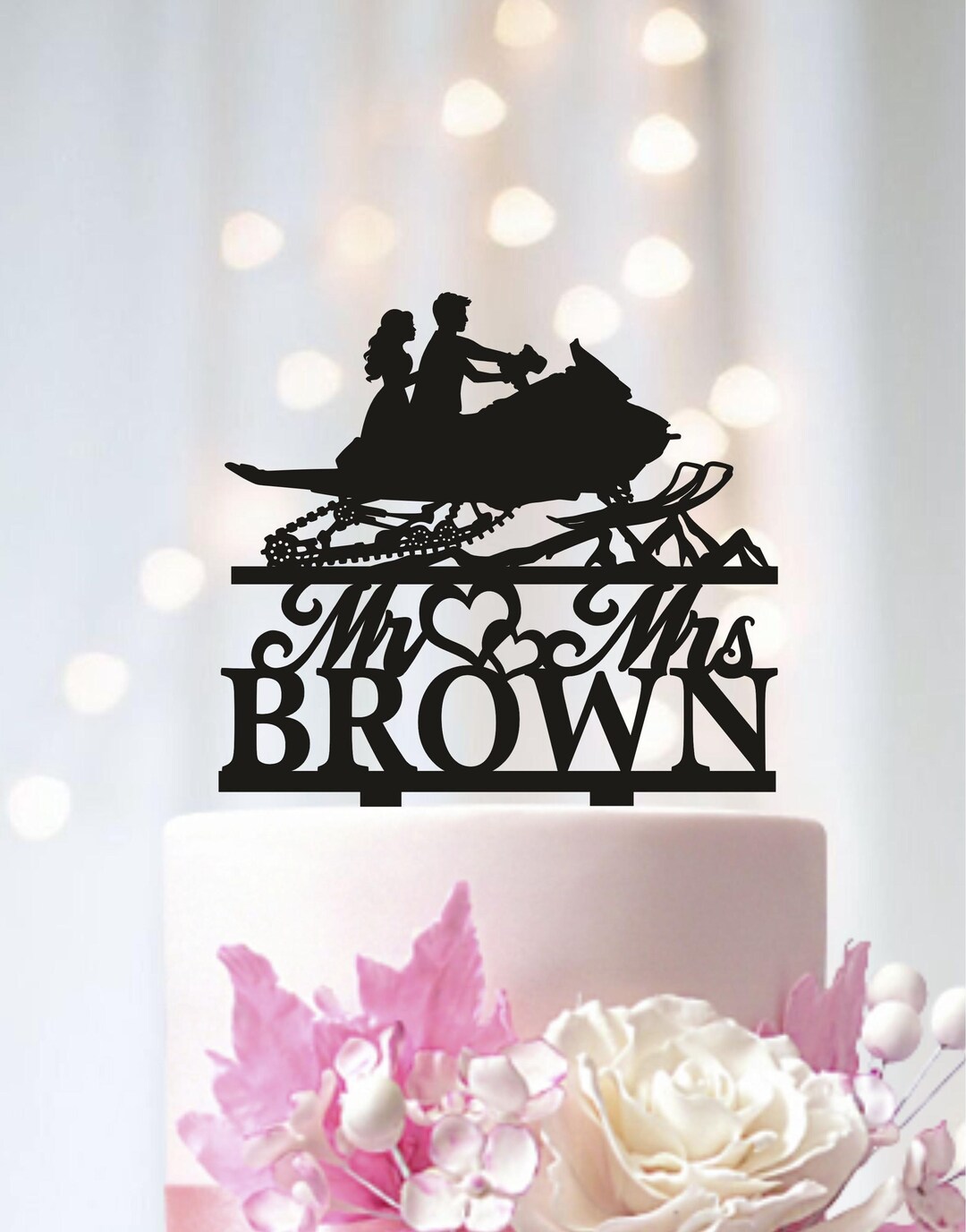 Bride and Groom Snowmobile Wedding Cake Topper, Snow Mobile Cake Topper ...