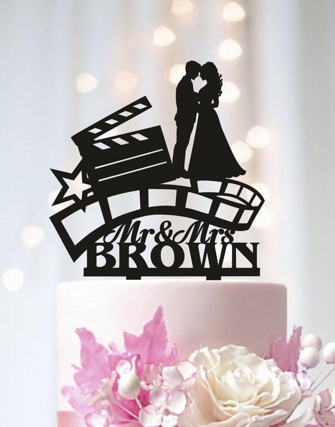 Hollywood Movie Wedding Cake Topper: Personalized Cinema Theme - Etsy