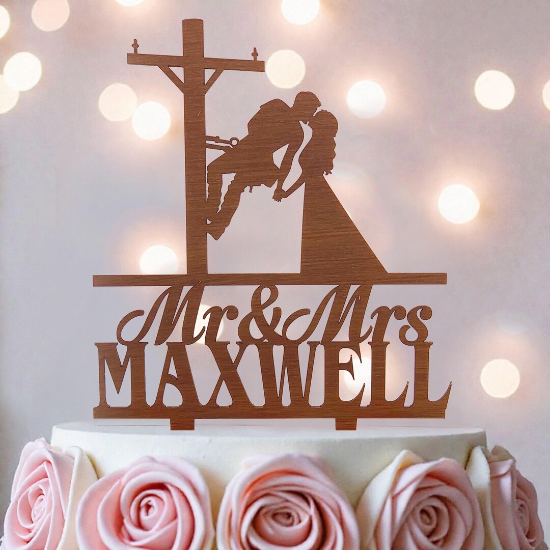 Lineman Wedding Cake Topper: Electrician Couple, Custom Silhouette - Etsy