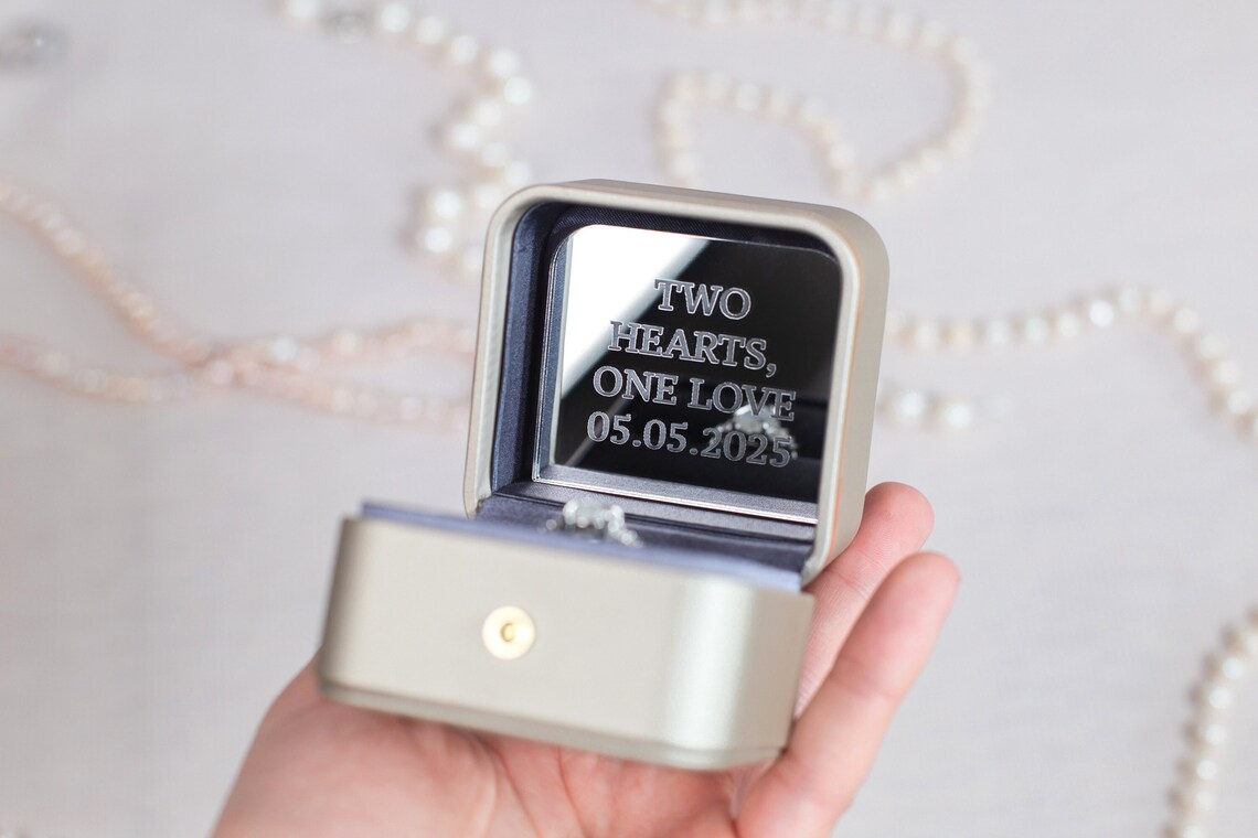 Personalized Proposal Ring Box Leather Ring Box Dainty Engagement ...