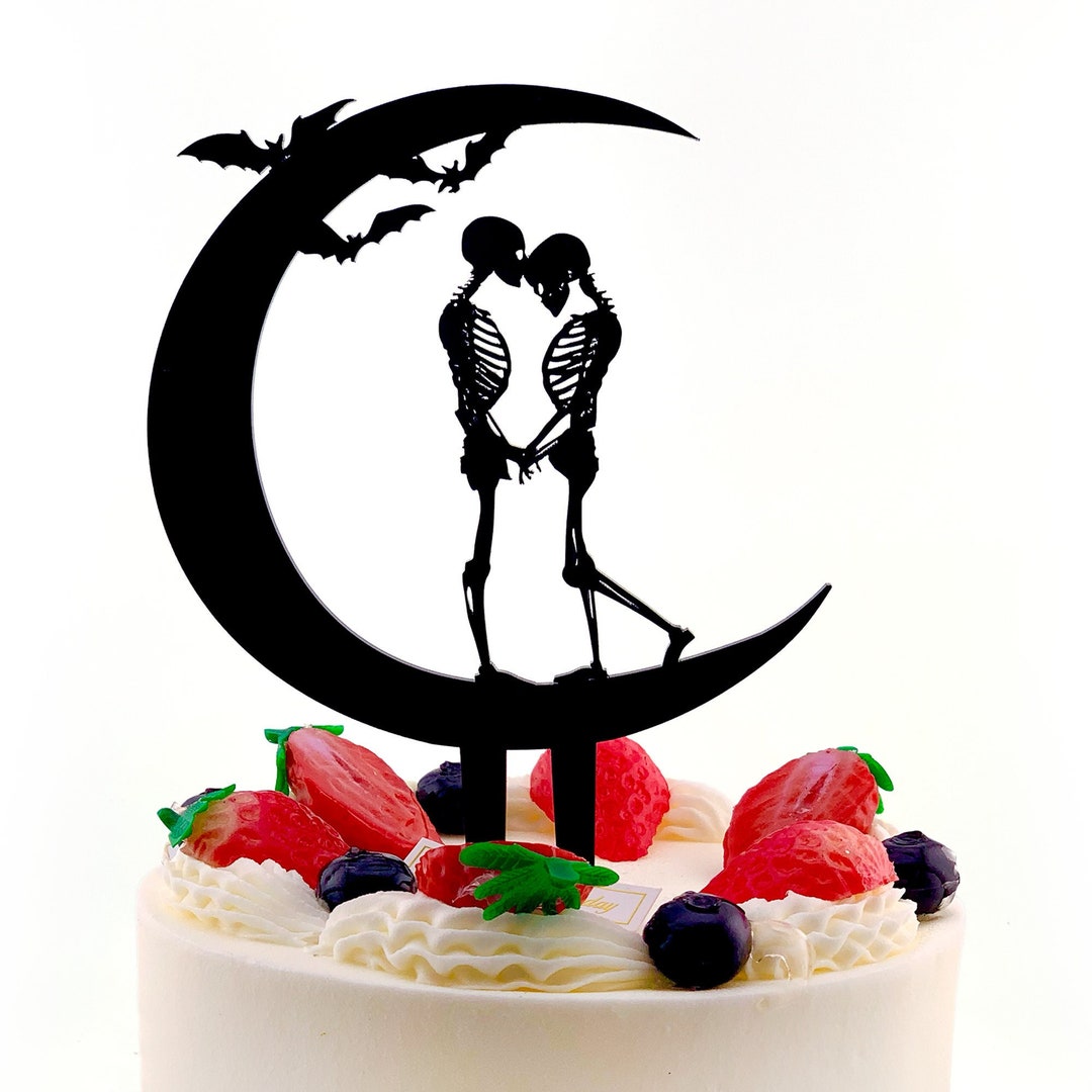 Skull Wedding Cake Topper, Halloween Wedding Cake Topper, Skeleton ...