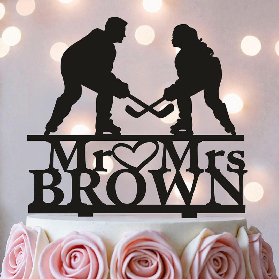 Personalized Hockey Wedding Cake Topper: Mr & Mrs Sports Decor - Etsy
