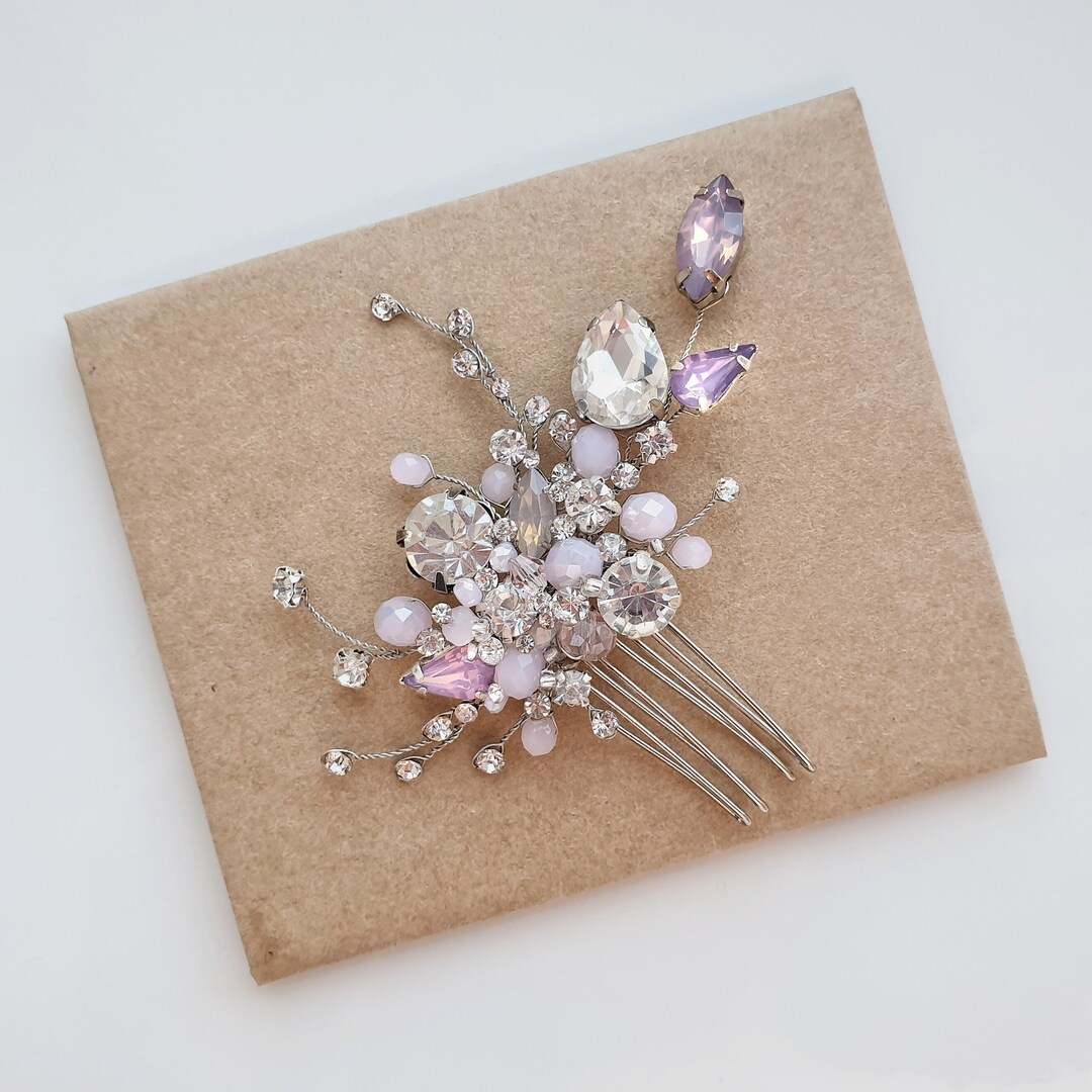 Wedding Pink Hair Comb. Opal Bridal Hair Comb. Wedding Hair Piece ...