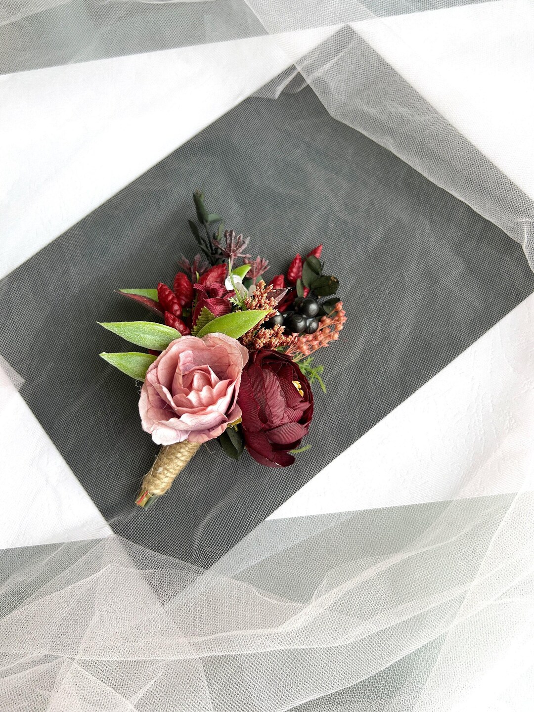 Grooms Boutonniere. Burgundy Buttonhole. Blush Pink Rose Corsage for ...