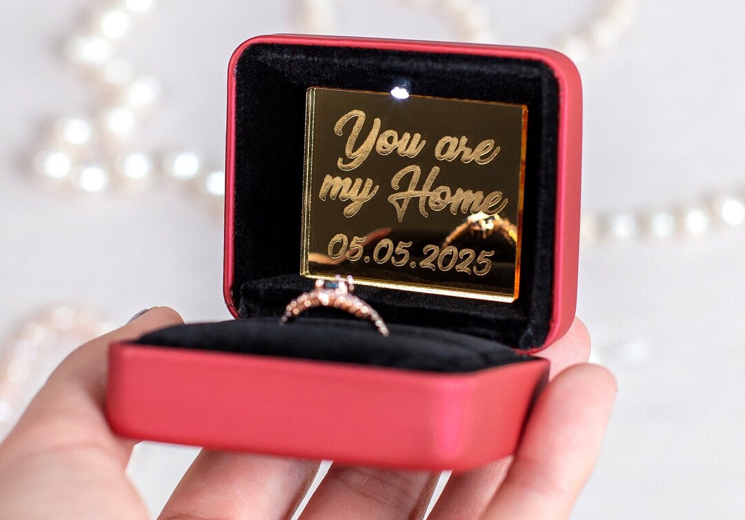 Personalized Custom Engagement Ring Box Leather Ring Box Proposal Ring ...