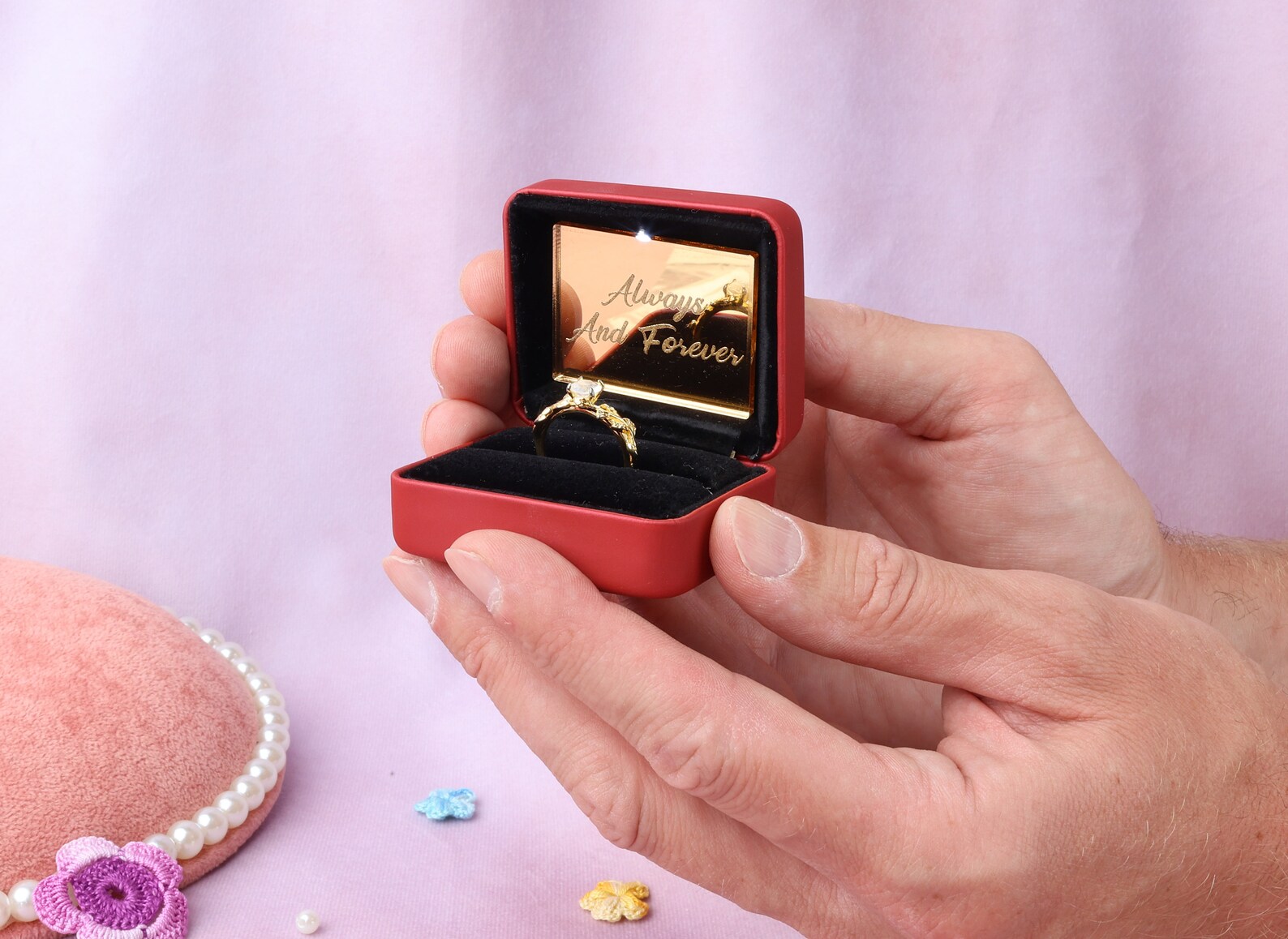 Personalized LED Engagement Ring Box: Proposal Ring Bearer - Etsy