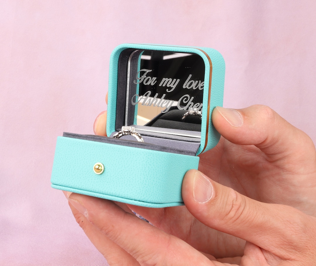 Personalized Proposal Ring Box • Leather Ring Box • Dainty Engagement ...