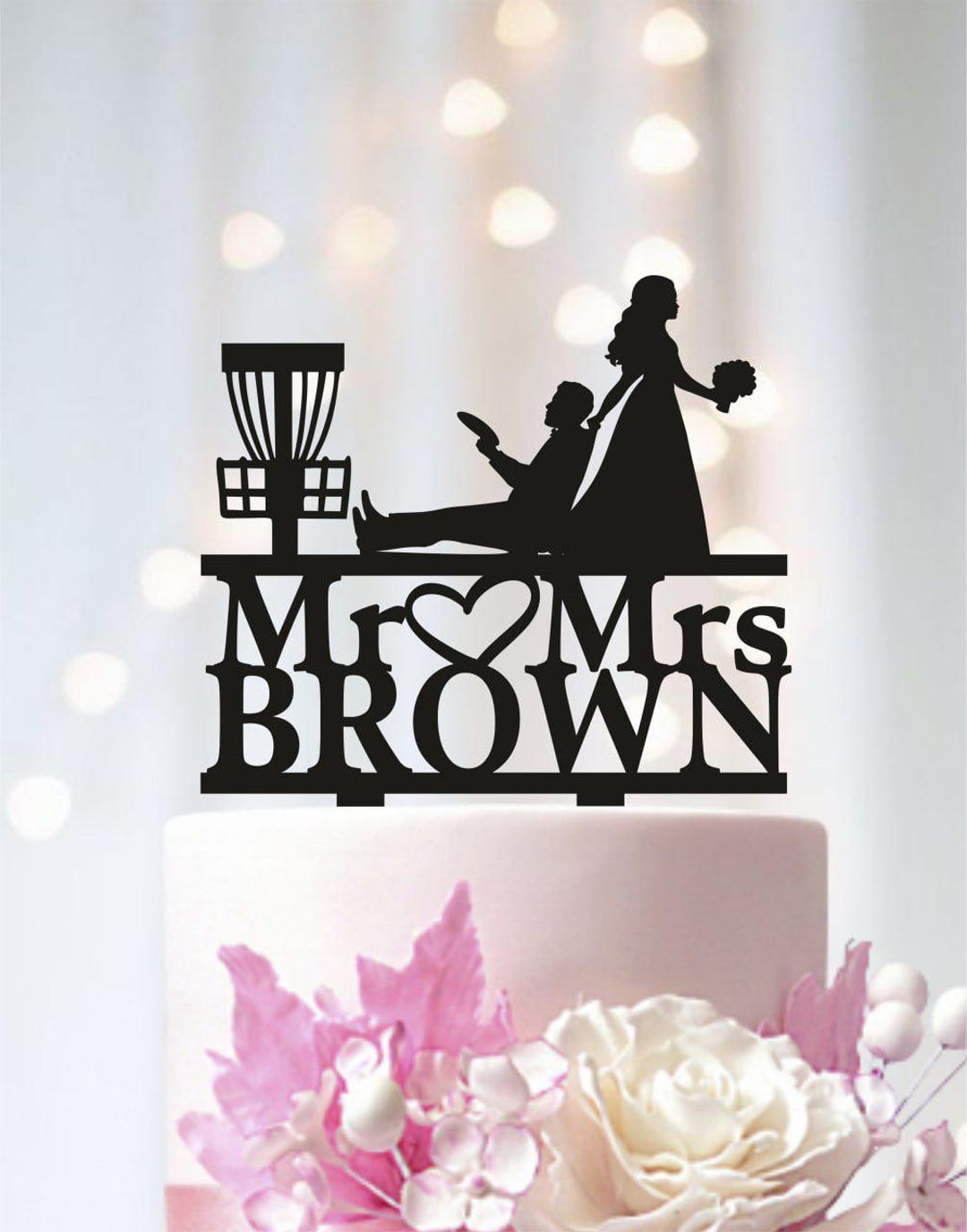 Frisbee Wedding Cake Topper, Disc Sport Cake Topper Frisbee Golfer ...
