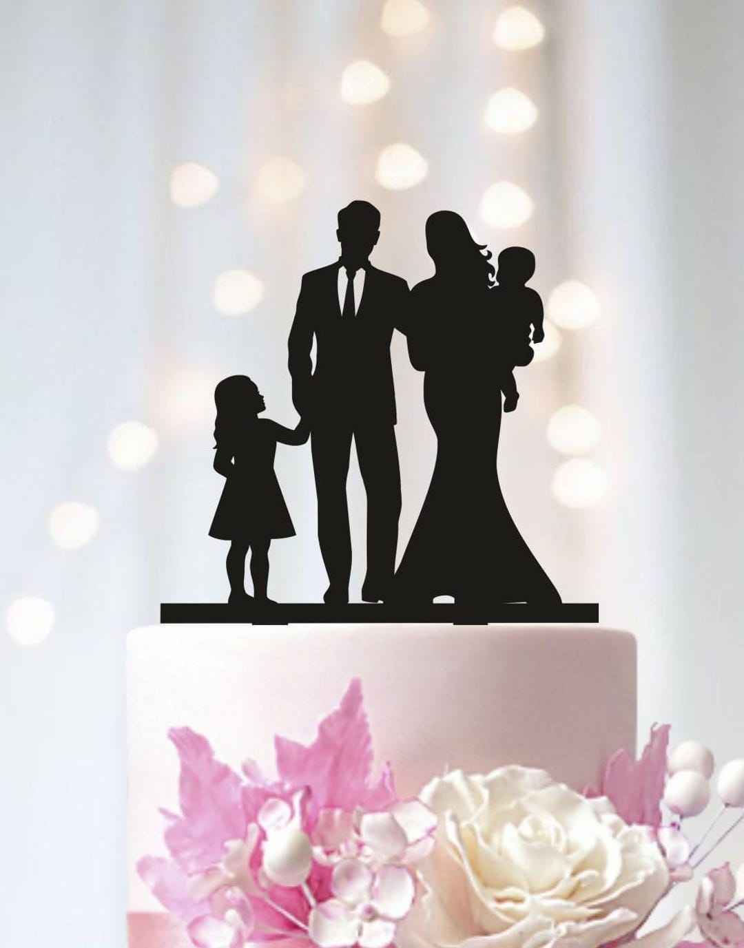 Family Cake Topper, Married Couple With Children, Anniversary Cake Plug ...