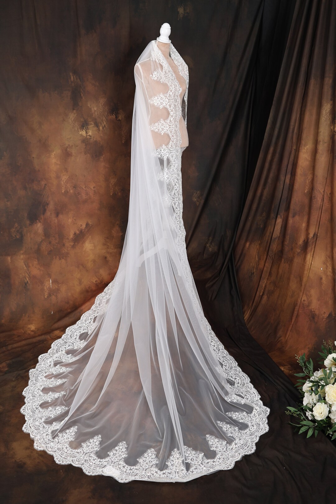 Cathedral Veil, Wedding Veil, Royal Veil, Long Appliqued Bridal Veil ...