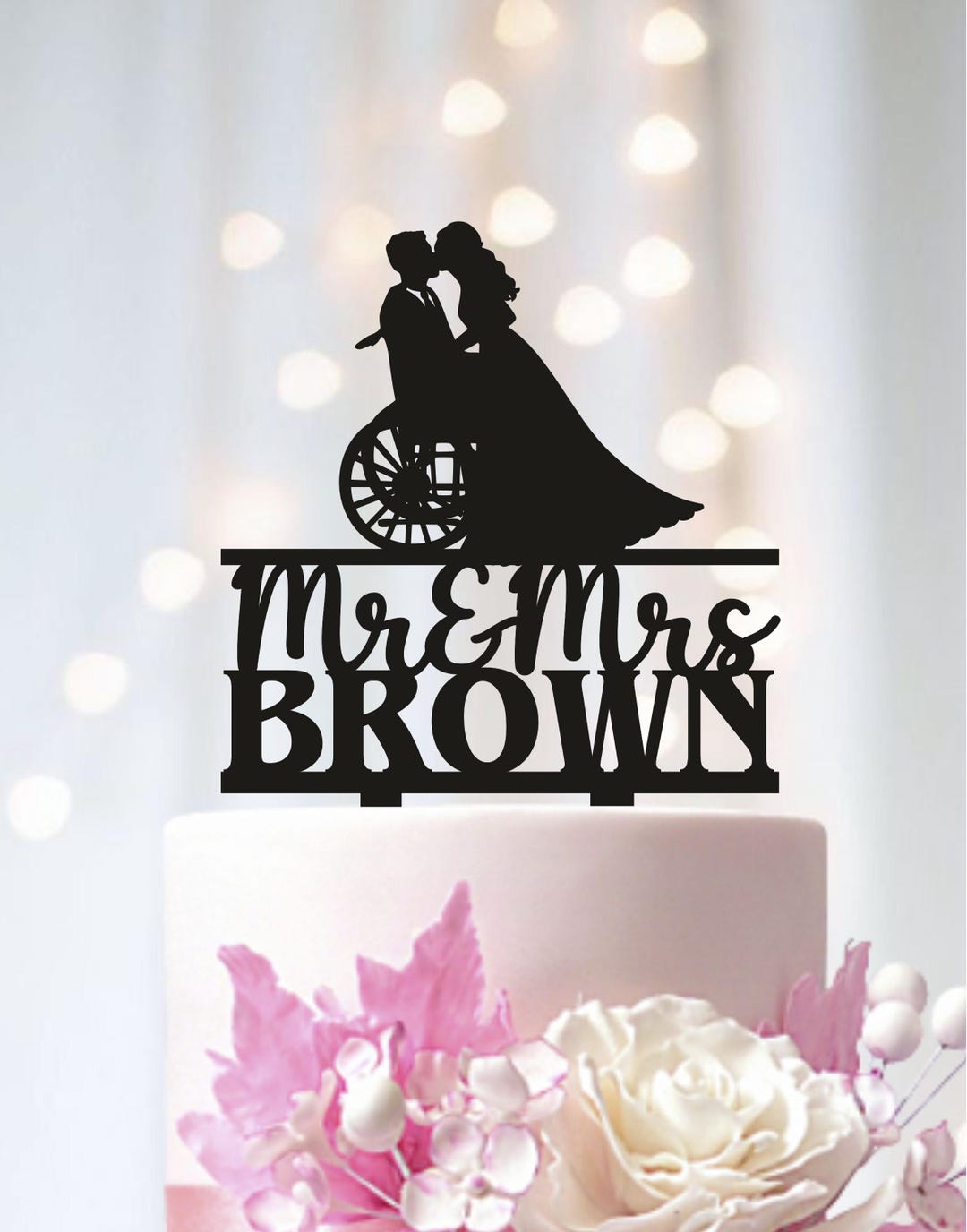Wheelchair Wedding Cake Topper, Groom in Wheelchair Cake Topper, Bride ...