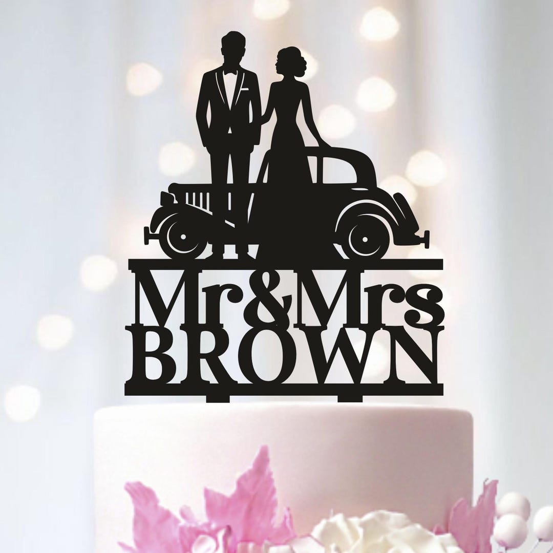 Gatsby Wedding Cake Toppers, Retro Car Cake Topper,gatsby Party Topper ...