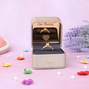 Personalized Proposal Ring Box • Leather Ring Box • Dainty Engagement ...