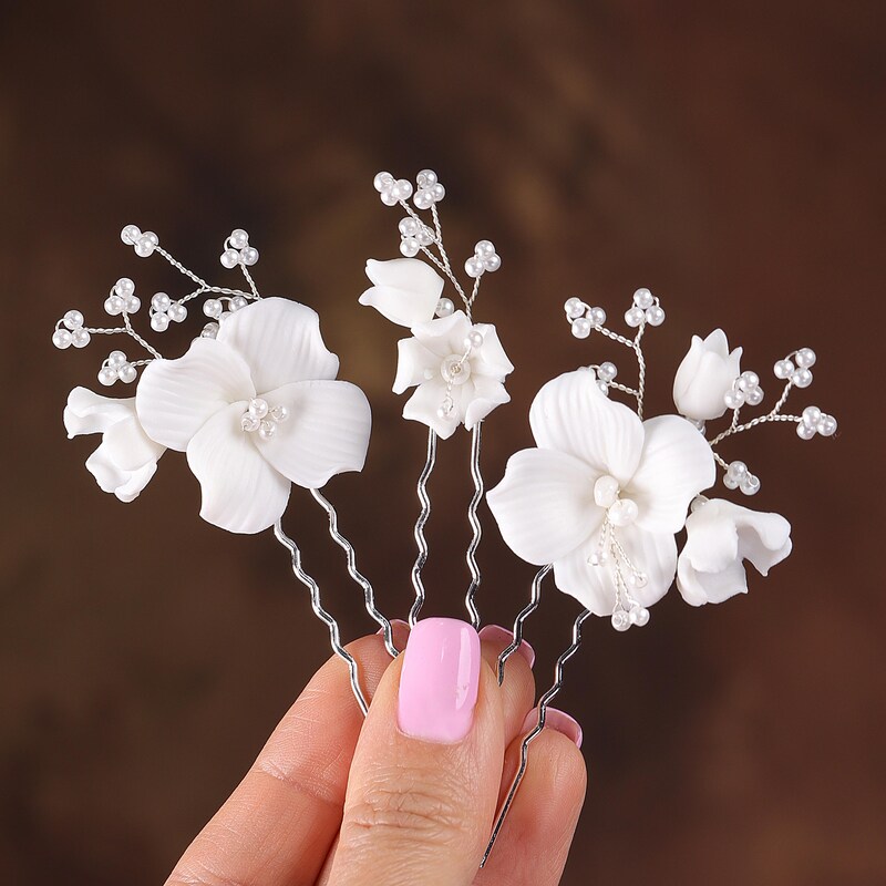 White Hair Pins & Bobby Pins - Etsy