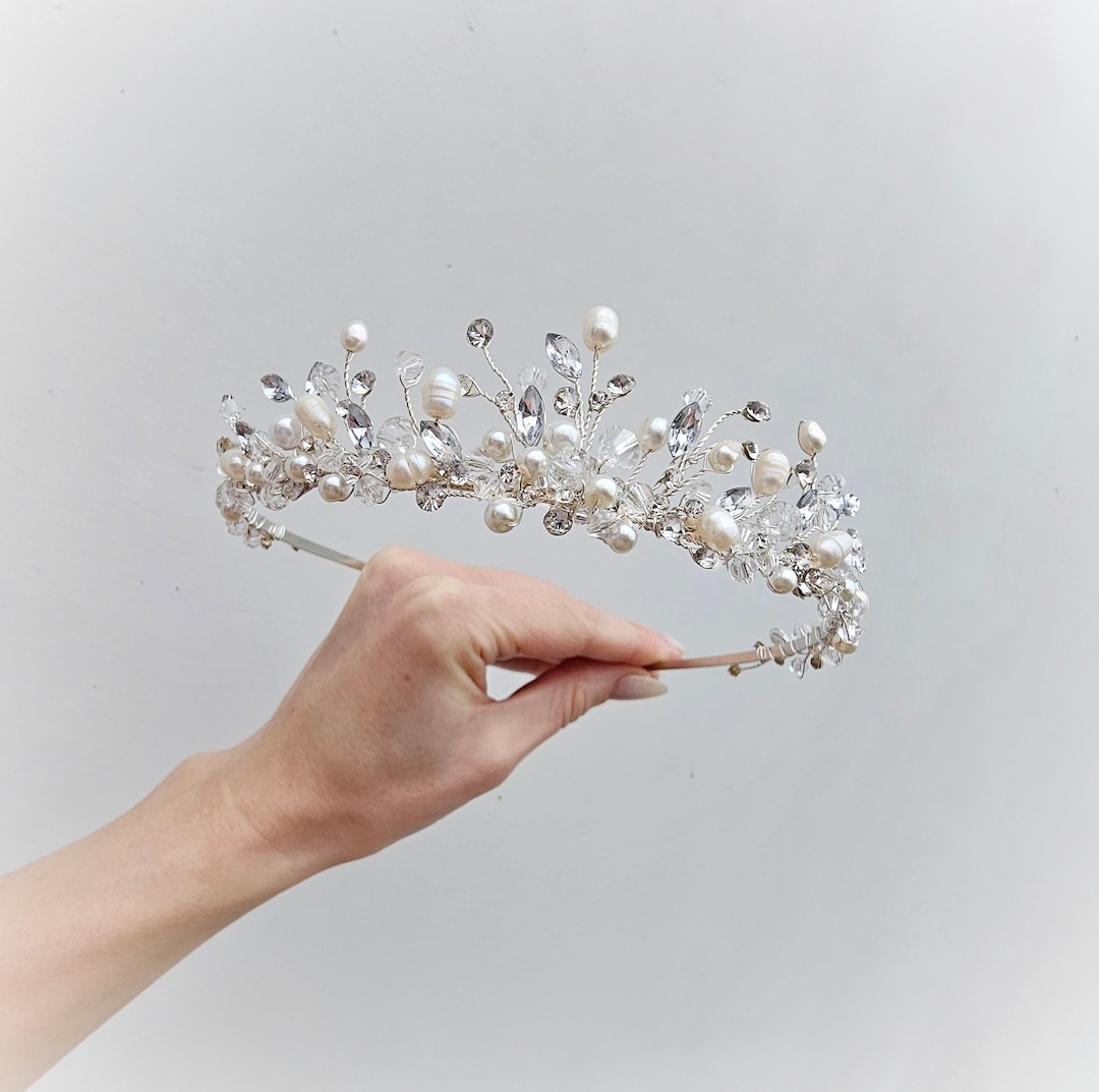 Pearl Bridal Tiara. Silver Wedding Tiara. Freshwater Pearls Bridal ...