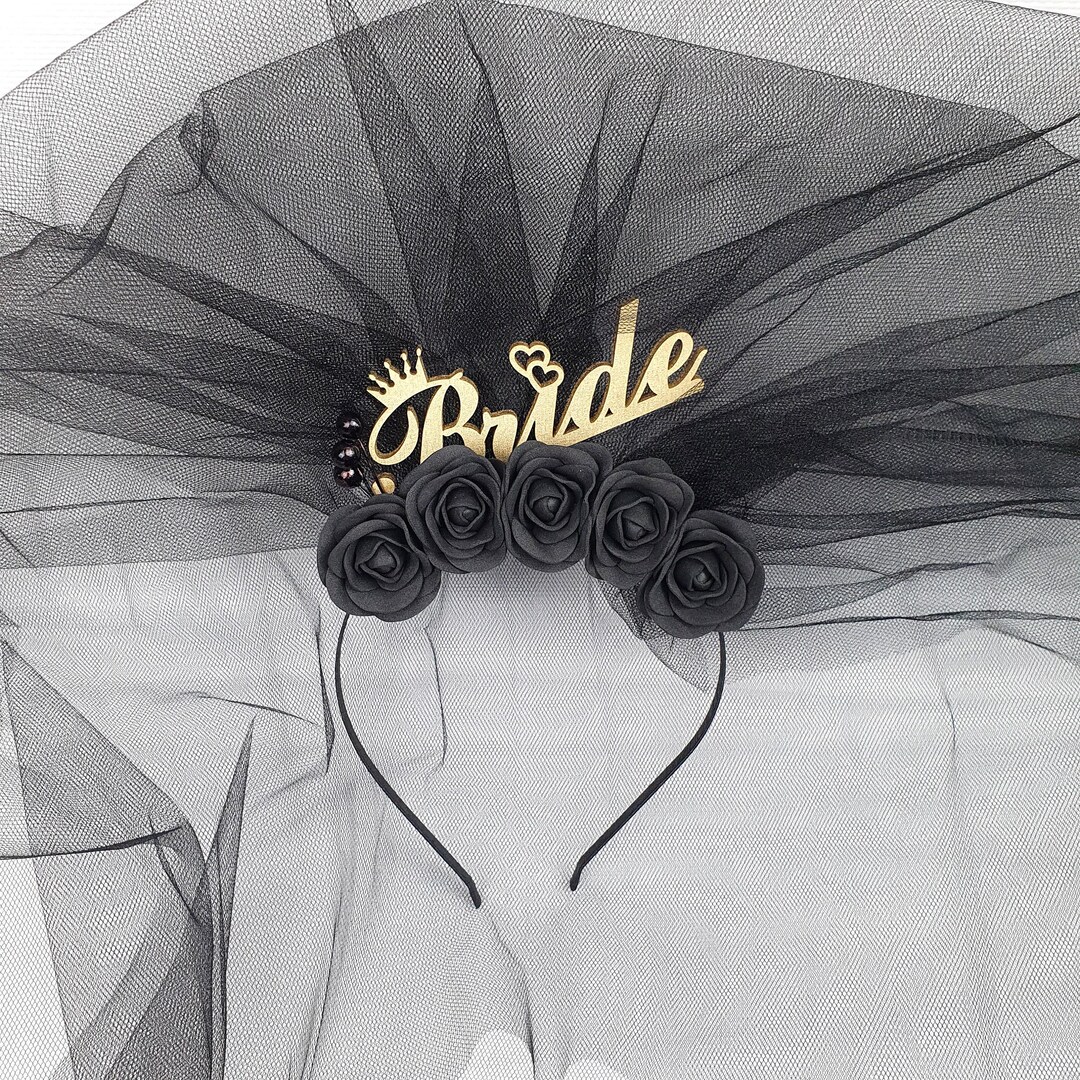 Gothic Bachelorette Party, Black Bride to Be Headband, Black Bridal ...