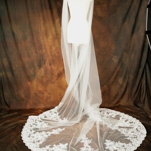 Ivory Cathedral Wedding Veil: Sequined Floral Lace, 120 Inches - Etsy