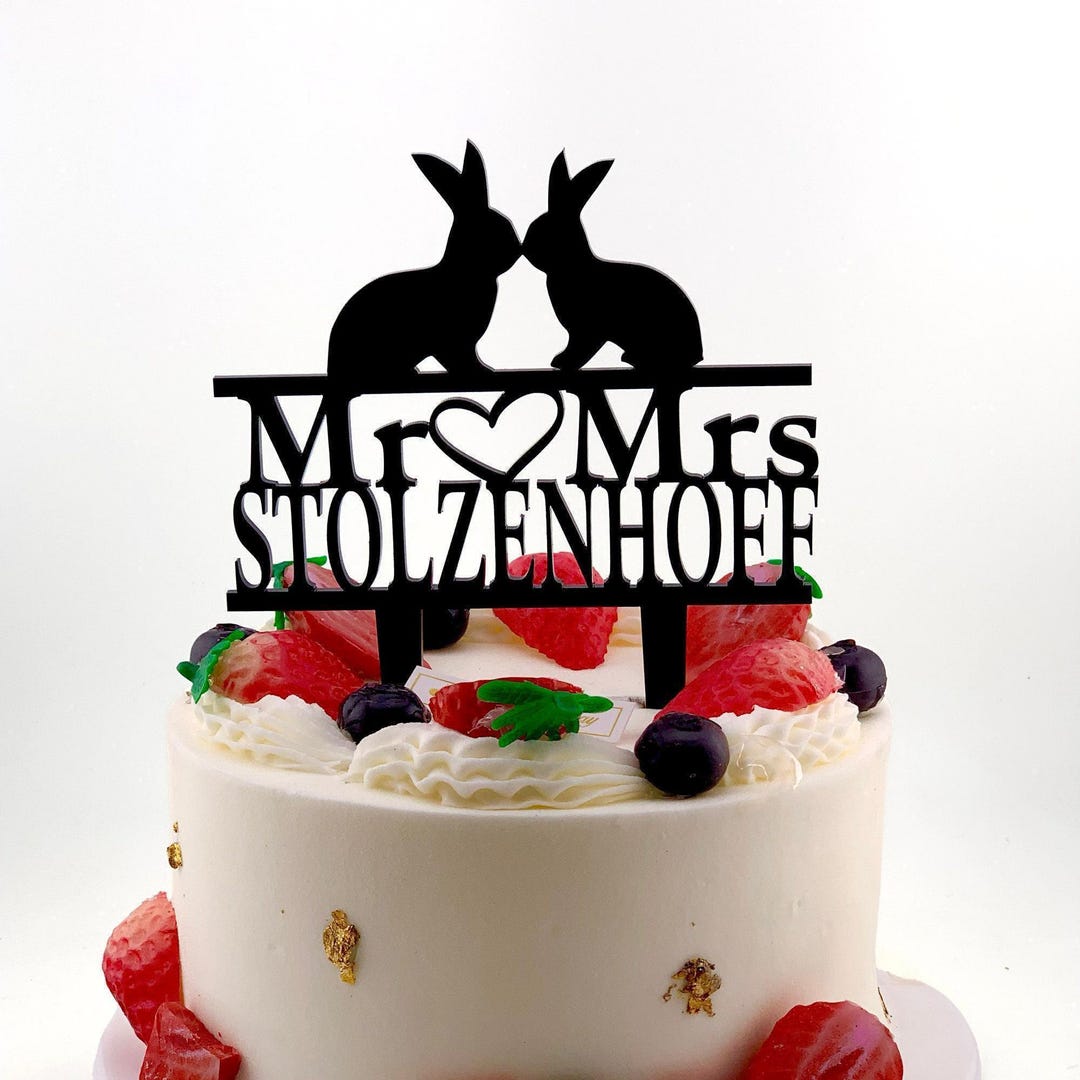 Rabbit Wedding Cake Topper, Wedding Caker Topper With Couple of Rabbits ...