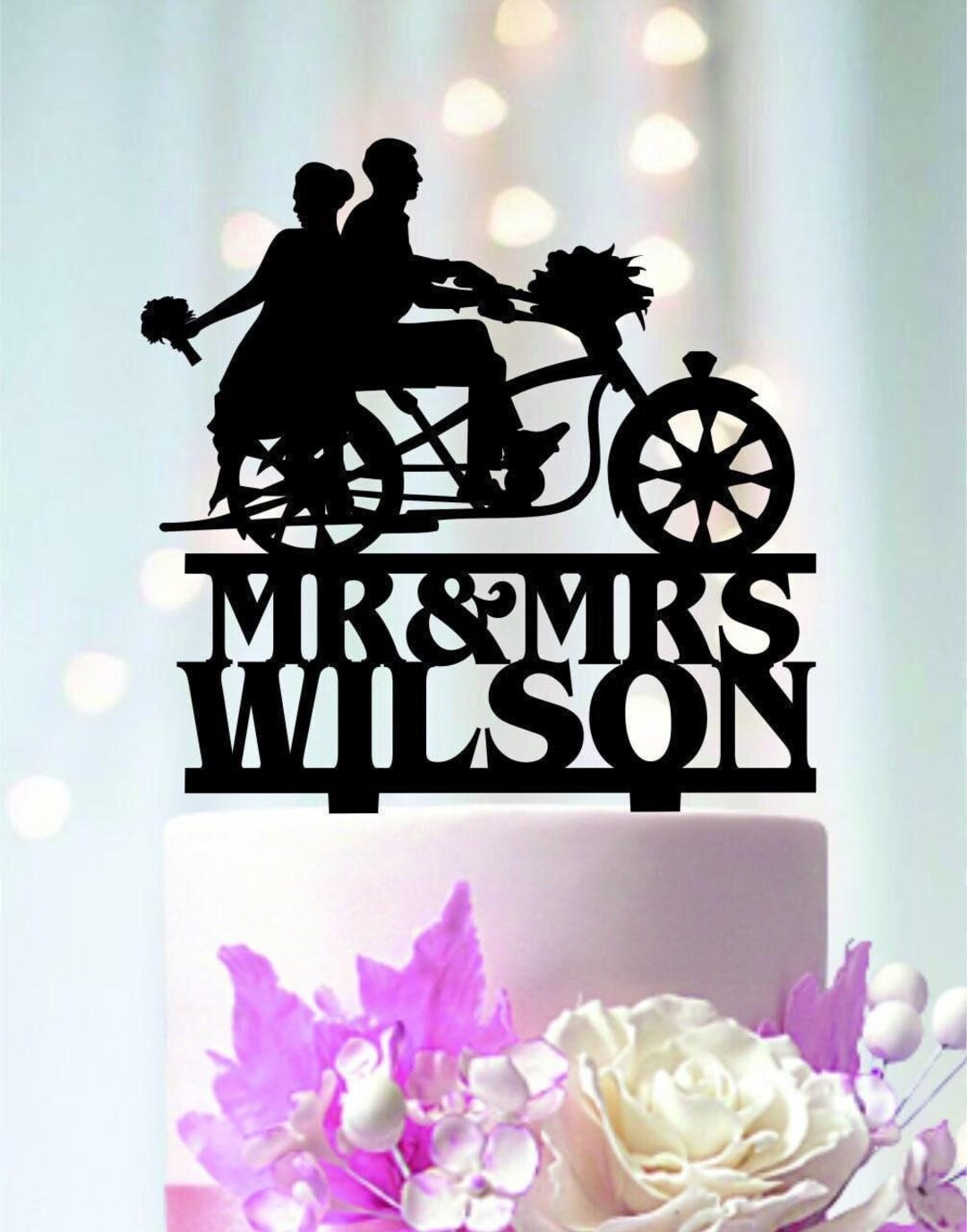 Bicycle Wedding Cake Topper, Cycling Couple Cake Topper, Bride and ...