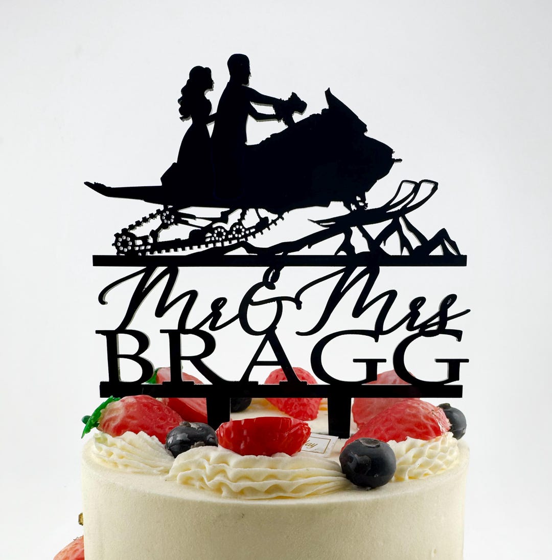 Snowmobile Wedding Cake Topper: Personalized Winter Couple - Etsy