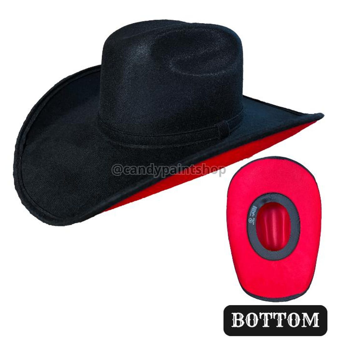 Crimson Trails Black With Red Bottom - Faux Felt Western Cowboy Hat ...