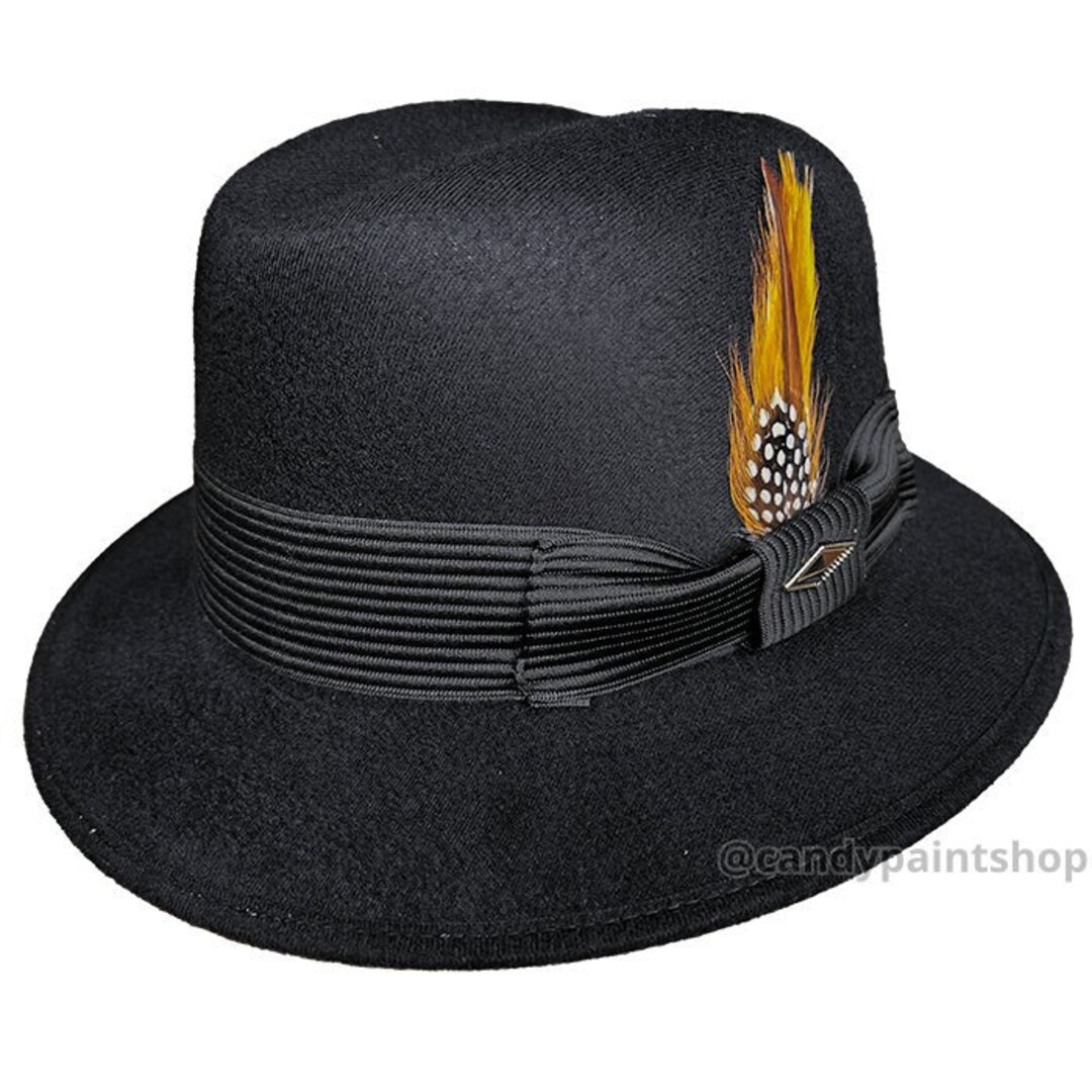 Chicano Homage Fedoras - Black Lowrider Brim Authentic Whittier Collection Faux Felt Lowrider ...