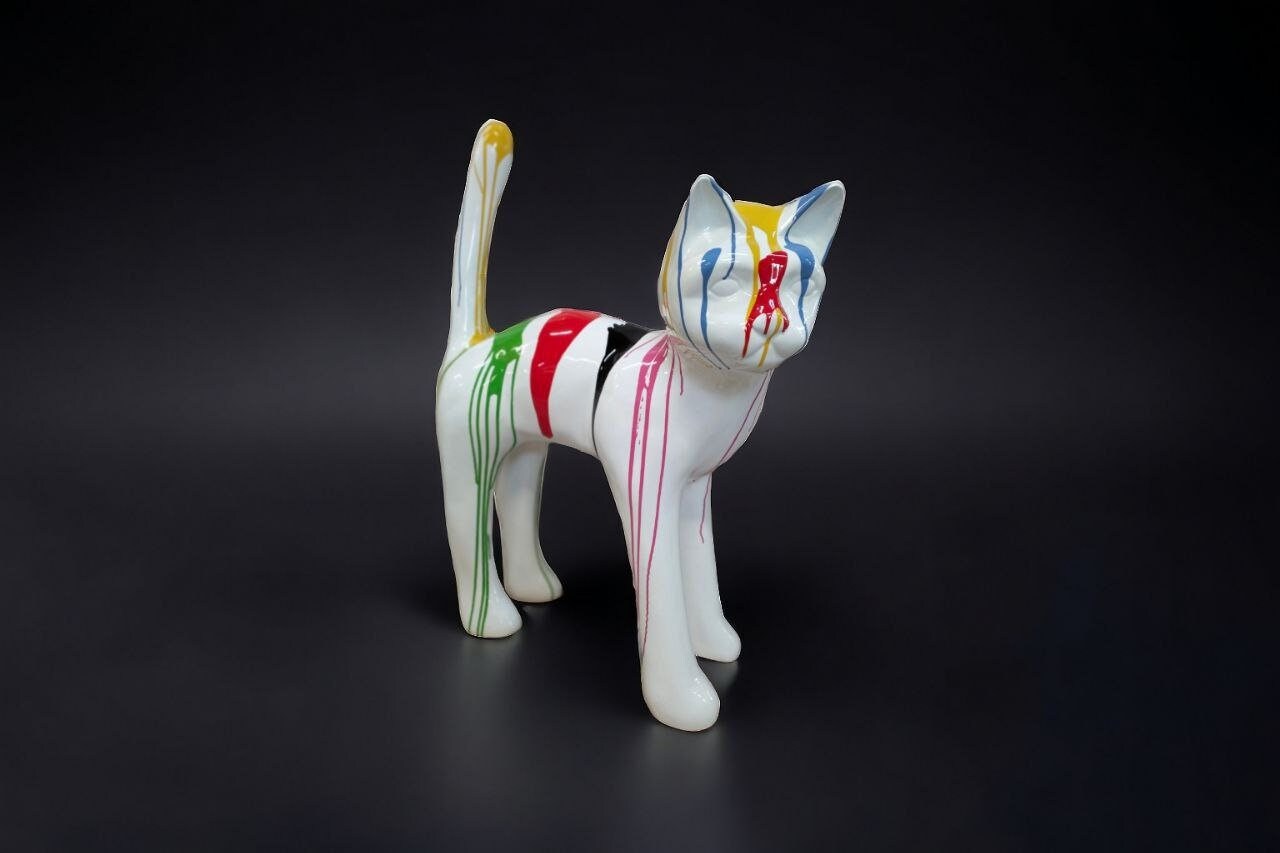 Abstract Cat Statue Standing Kitten Decor Plastic Pet Ornament Garden ...