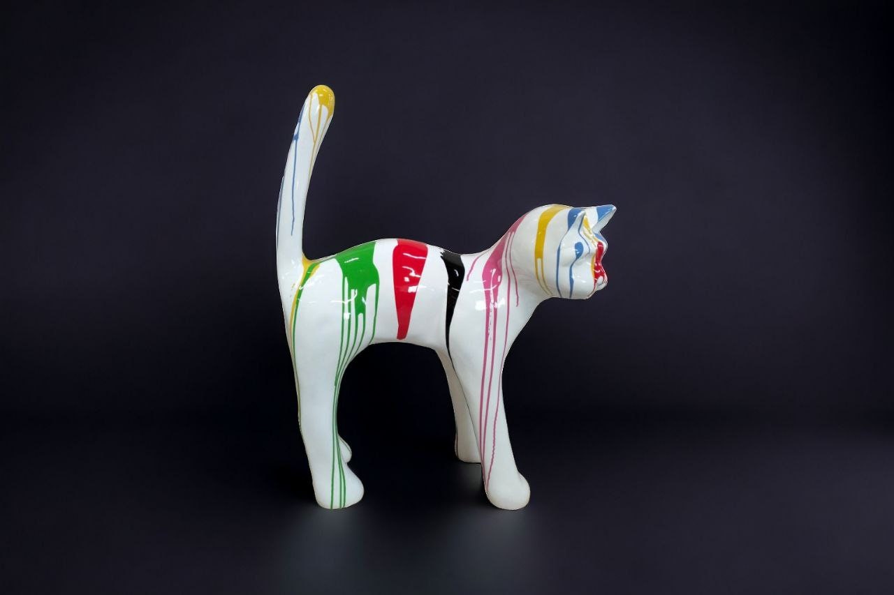 Abstract Cat Statue Standing Kitten Decor Plastic Pet Ornament Garden ...