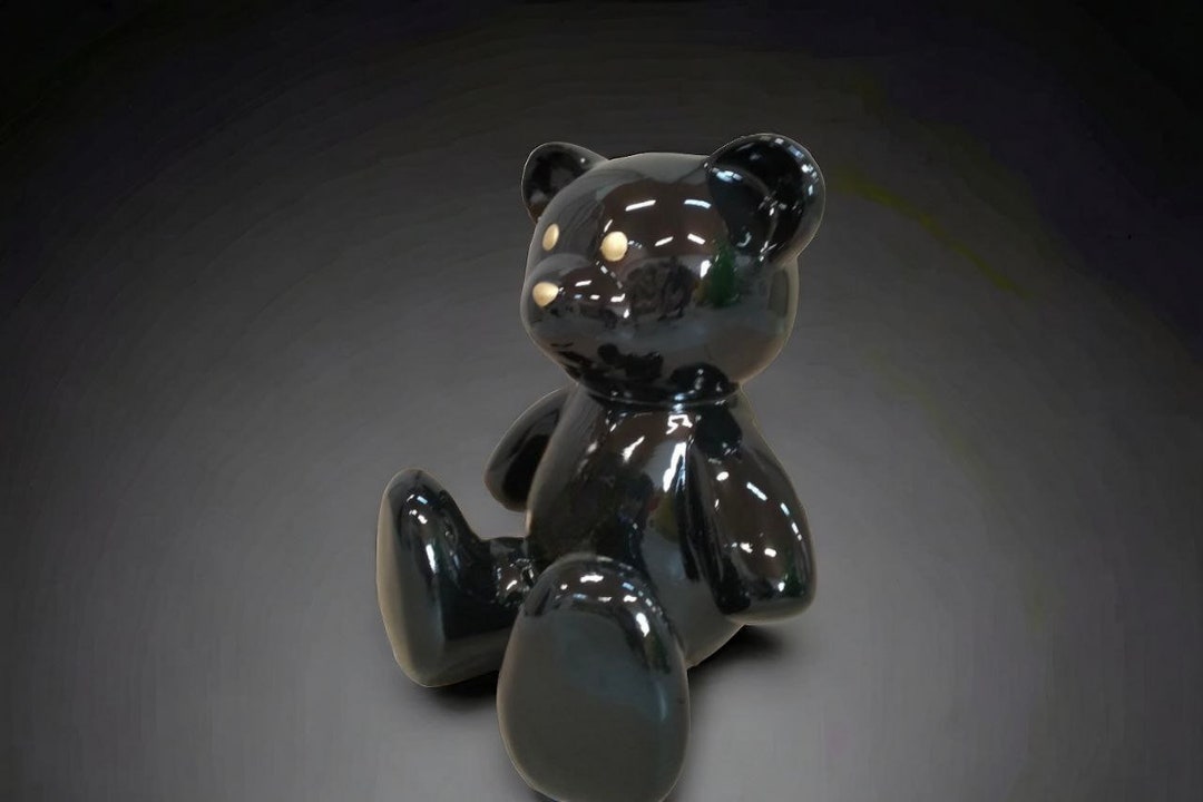 Sitting Teddy Bear Figure Black Bear Home Decor Plastic Bear Gift for ...