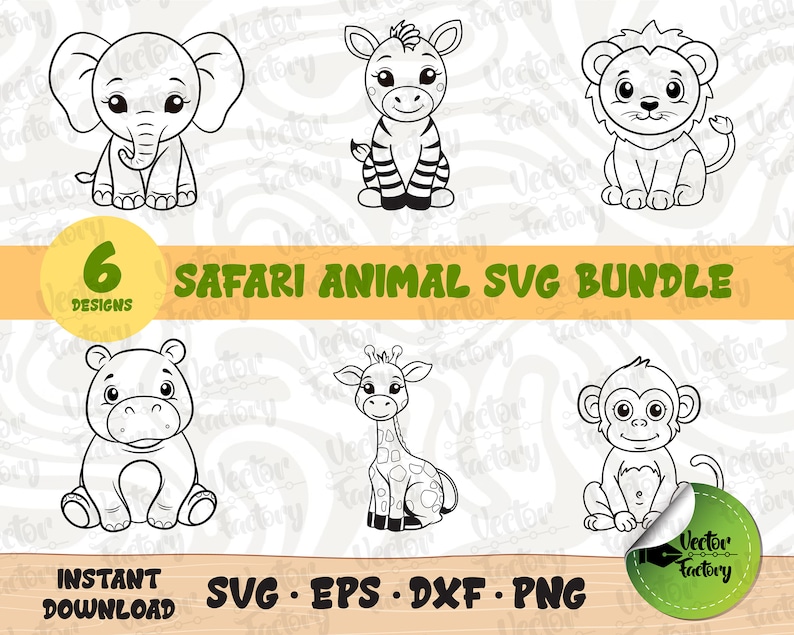 Safari Animals Outline SVG Cute African Jungle Cut File Cricut ...