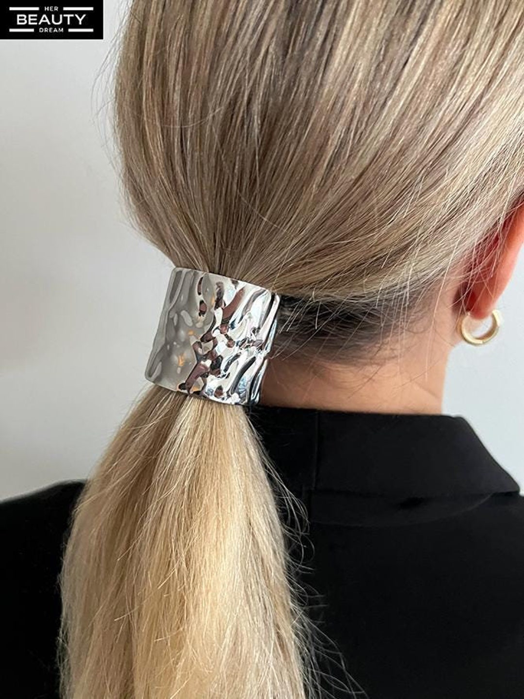 Ponytail Hair Cuff Hook, Gold Metal Hair Cuff, Silver Ponytail Cover ...