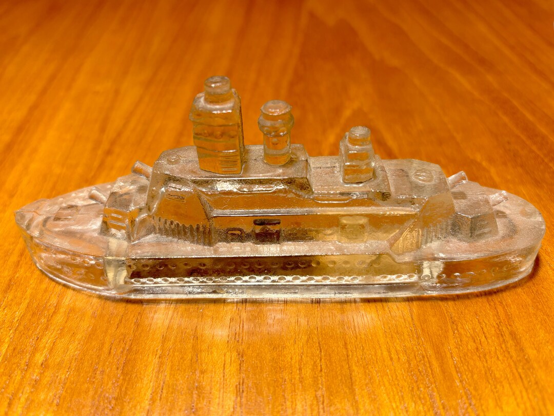 Vintage Battleship Glass Candy Container Victory Glass Co. - Etsy