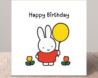 Personalised Miffy Rabbit Birthday Card - Etsy UK