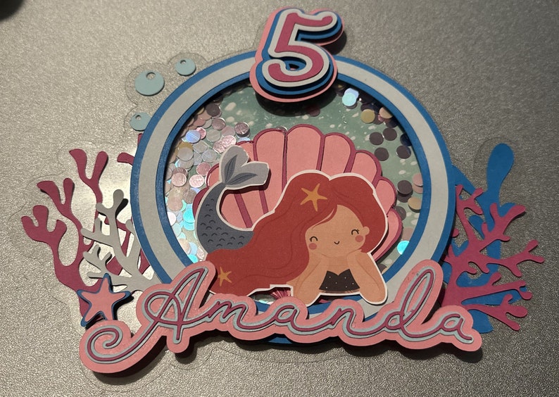 Mermaid Birthday Cake Topper, 3D Personalised Mermaid Theme Birthday ...
