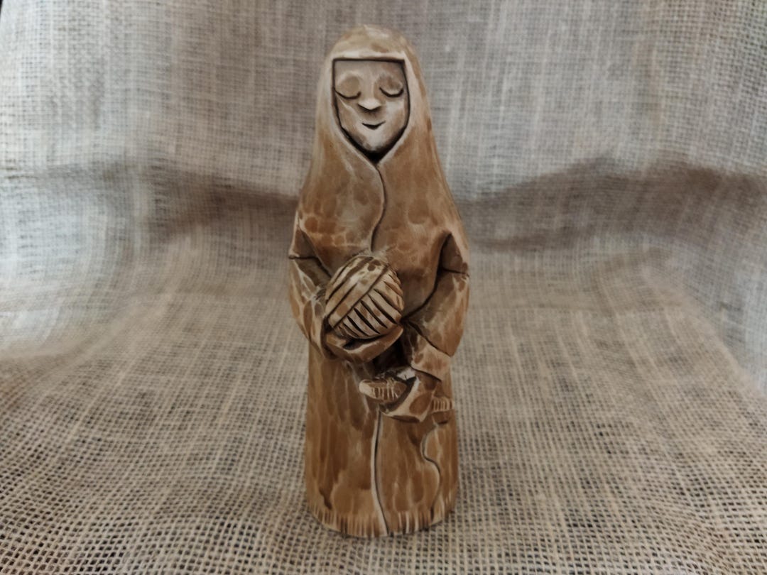Hand Carved Linden Wood Spinner Figurine, Woman With Spindle - Etsy