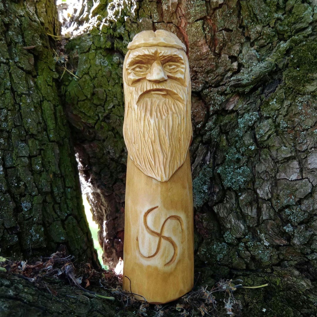 Hand-carved Wooden Rod Statue - Slavic God of Creation & Ancestors ...
