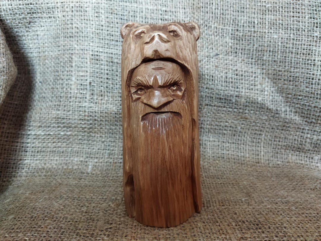 Veles Statue. Woodcarving. Altar of the Slavic Gods. A Forest Wizard ...