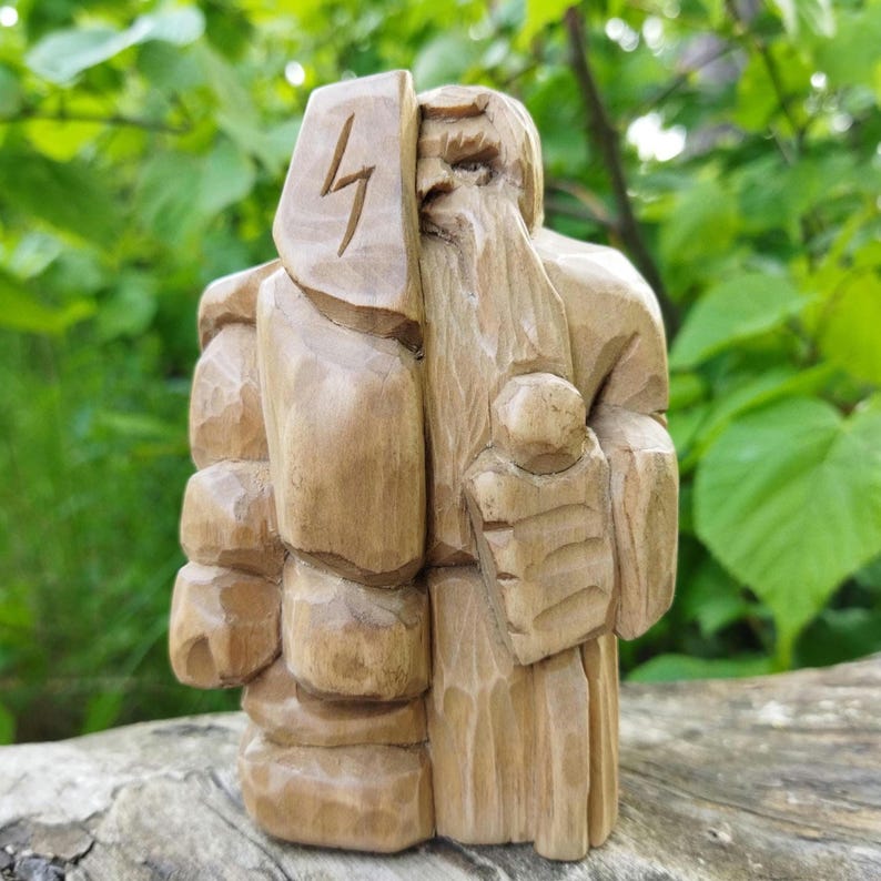 Odin Statue. Handmade Wooden Statue of the God Odin. Scandinavian ...
