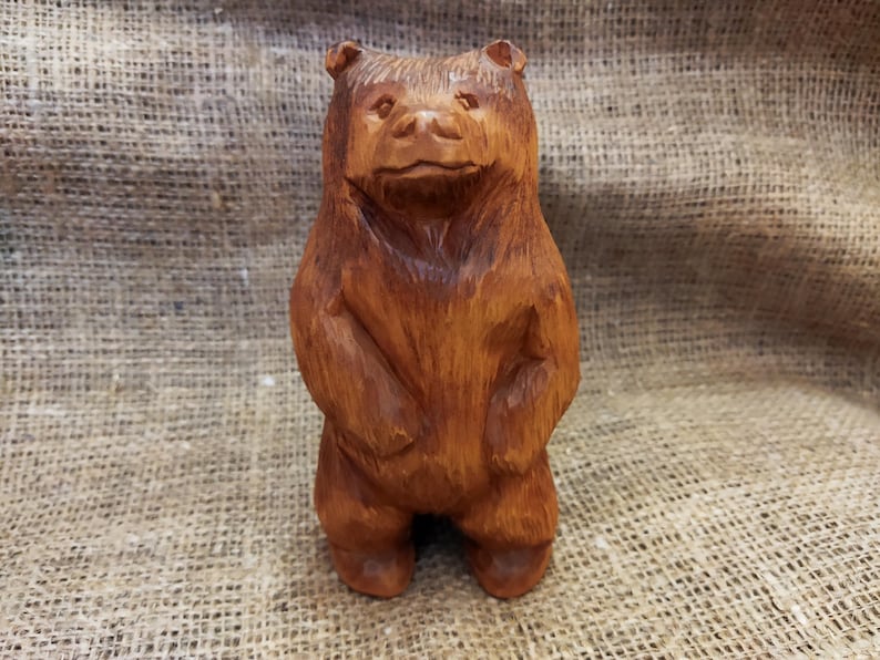 Hand-carved Wooden Bear Figurine. Rustic Forest Decor - Etsy