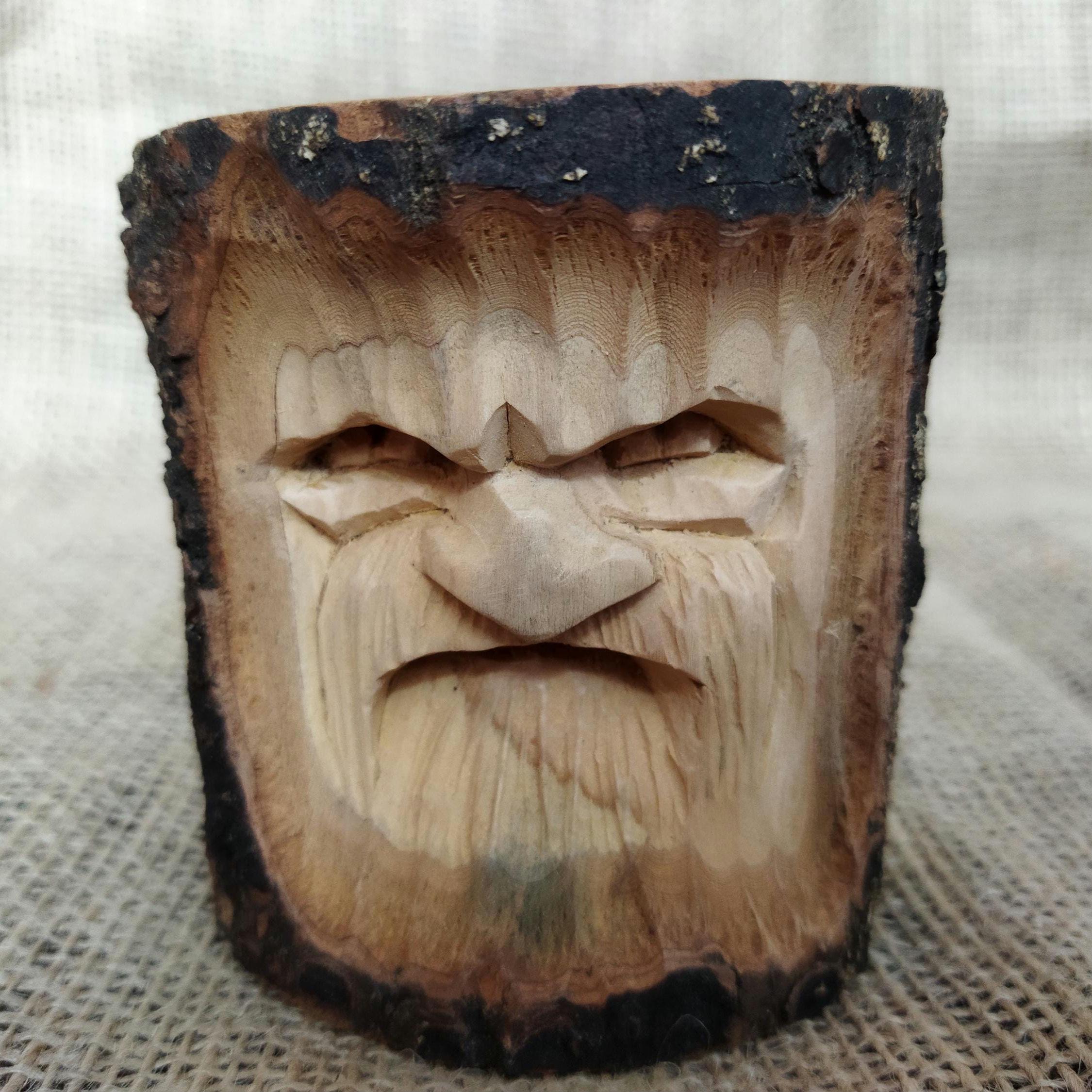 Handmade Wooden Face Sculpture - Rustic Slavic Style - Etsy