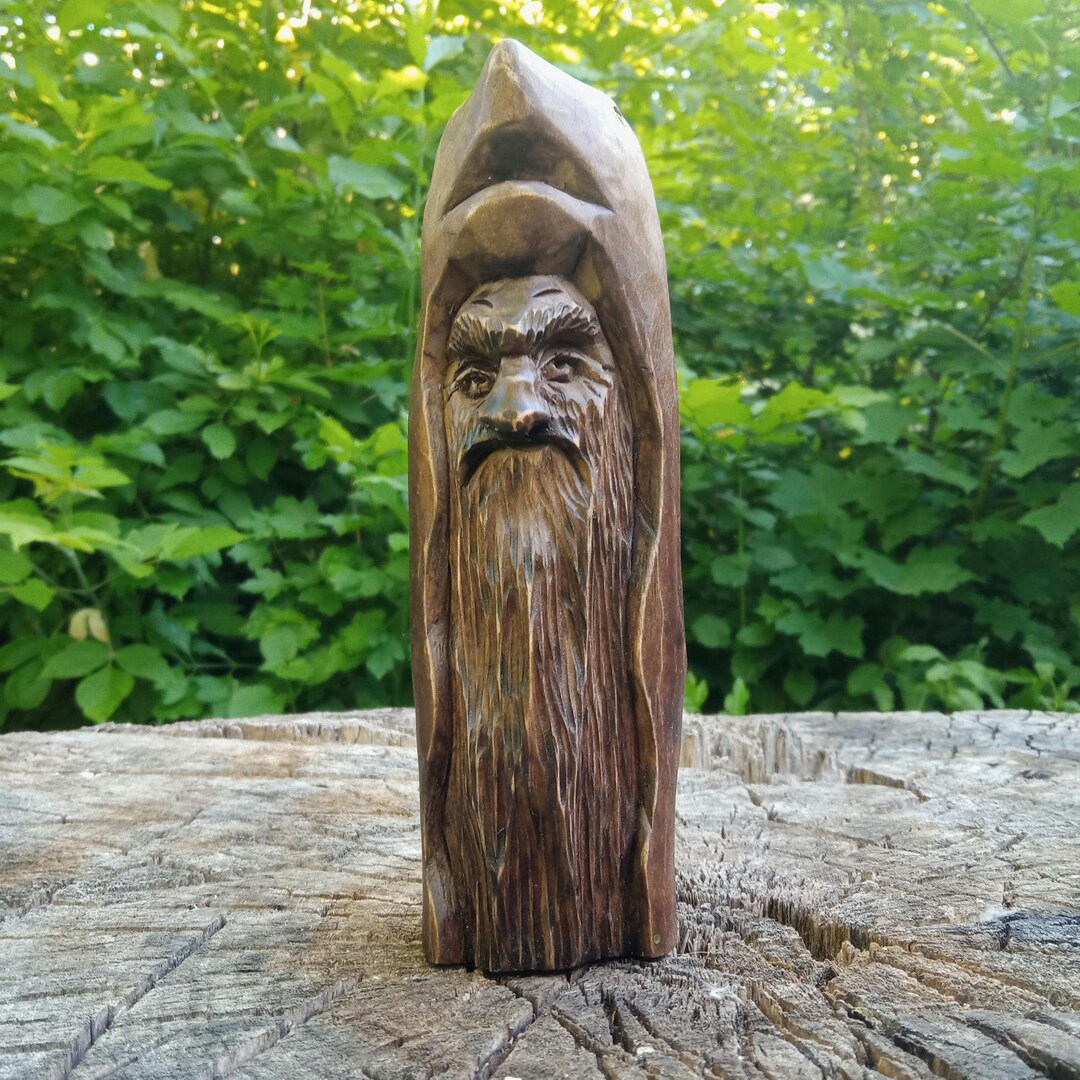 Njord Statue. Handmade Wooden Figurine of the God Njord. Wood Carving ...