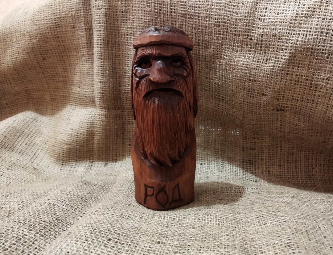 Rod Statue. Slavic Idols. Wooden Chur of the Slavic God. Wood Carving ...