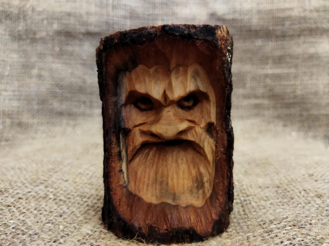 Handmade Wooden Face Sculpture Rustic Slavic Style - Etsy