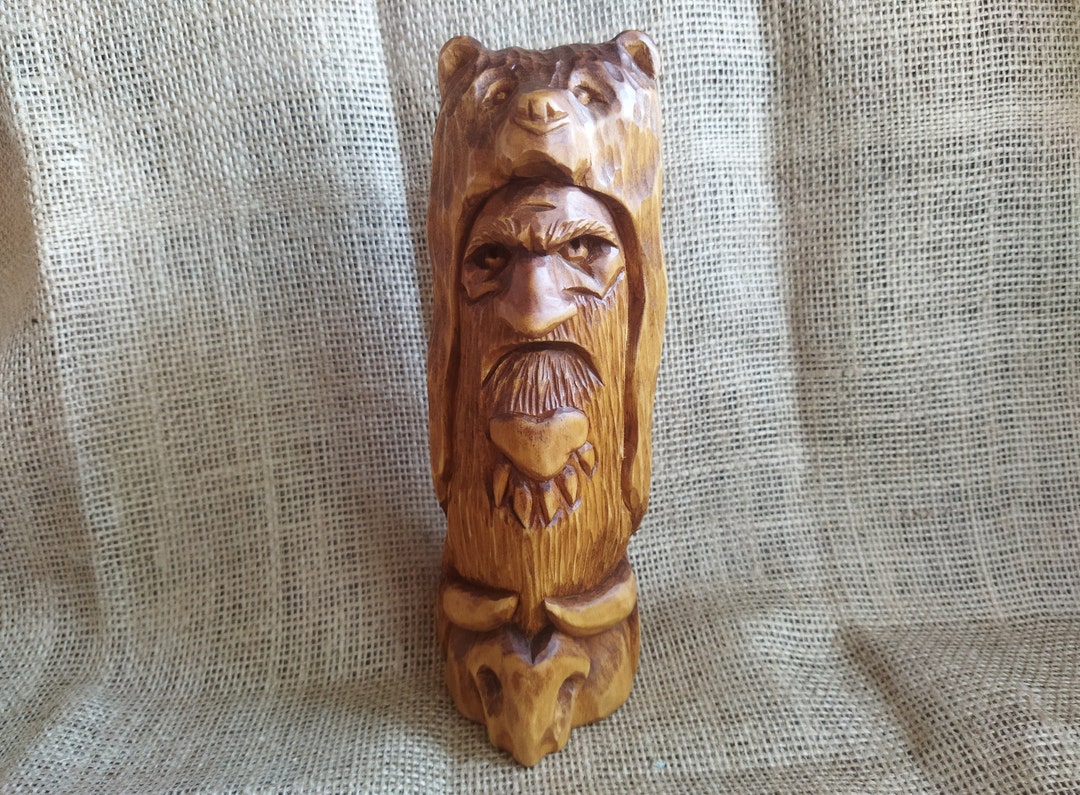 Veles Statue. Woodcarving. Altar of the Slavic Gods. A Forest Wizard ...