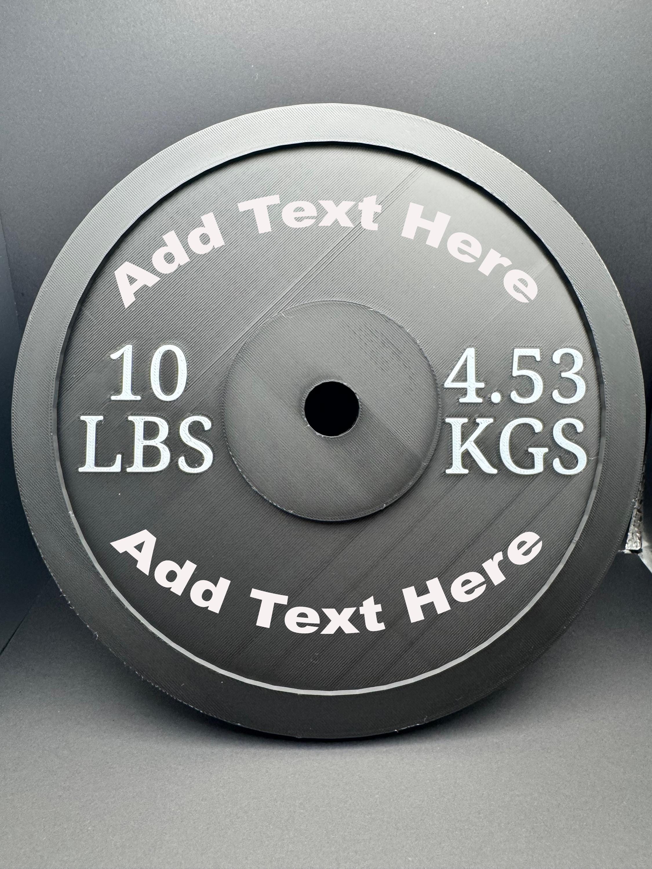 3D Printed Barbell Weight Plate 10-lbs Display Trophy – Customizable ...