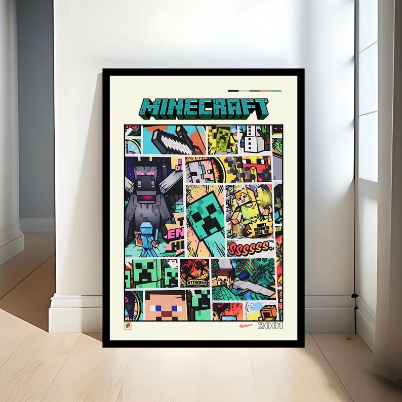 Minecraft Digital Gaming Poster Classic Video Game Art Gaming Room Wall ...