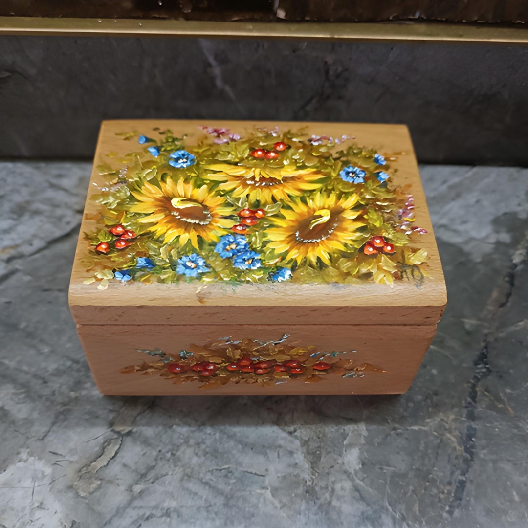 Hand-painted Wooden Jewelry Box With Oil Paints on Wood Handmade ...