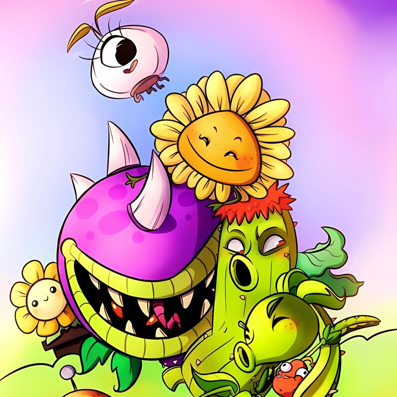 Plants Vs Zombies Digital Poster-gaming Print-game Room Wall Decor-game ...