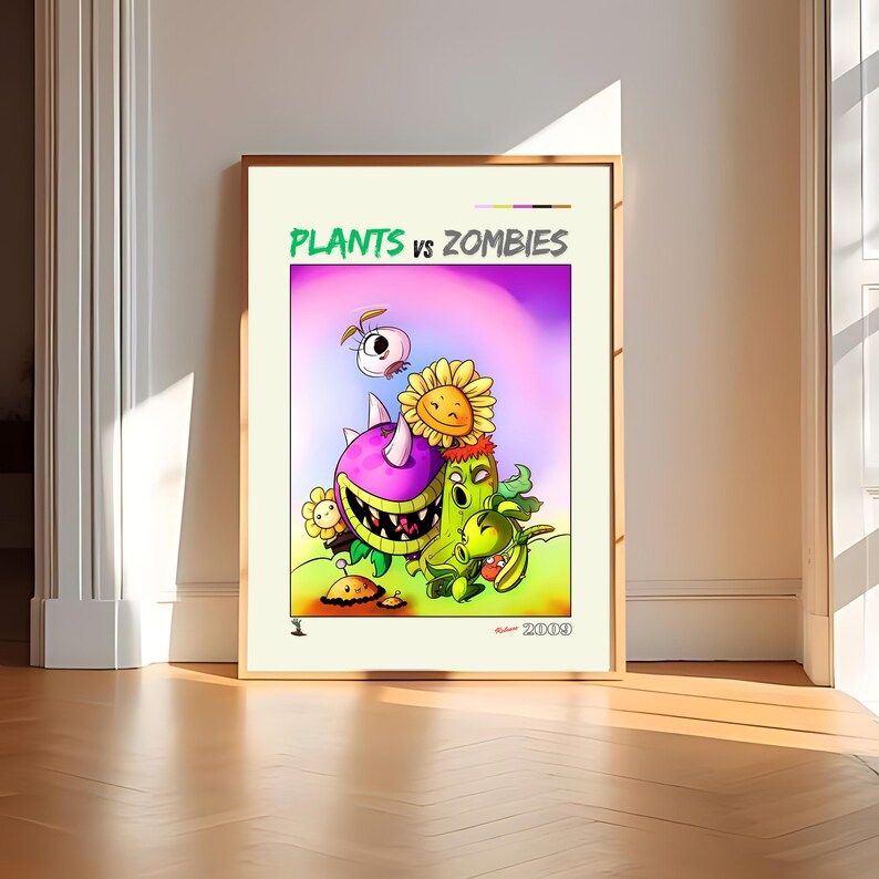 Plants Vs Zombies Digital Poster-gaming Print-game Room Wall Decor-game ...