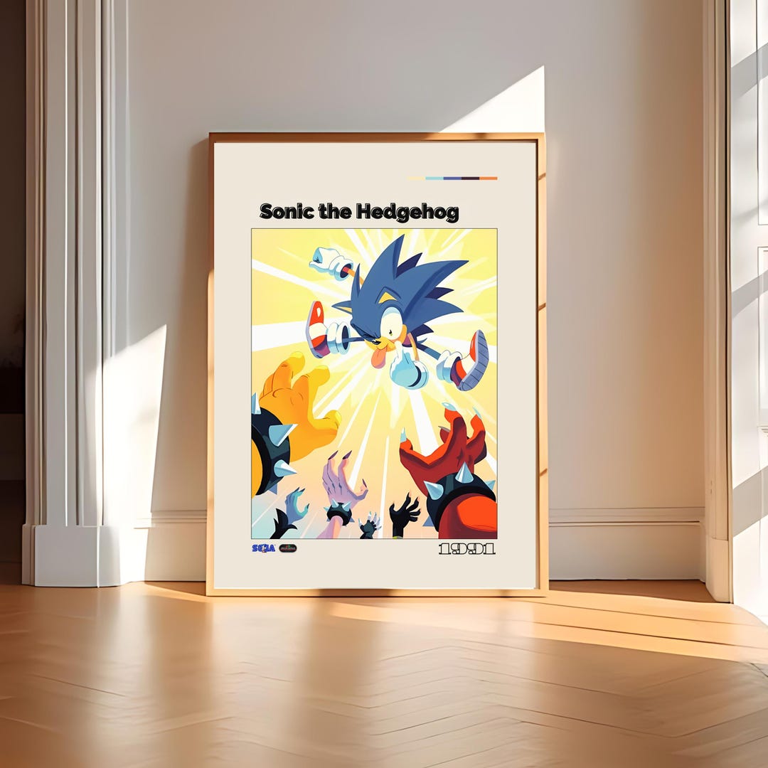 Sonic the Hedgehog Poster Classic Video Game Art Gaming Room Wall Décor ...